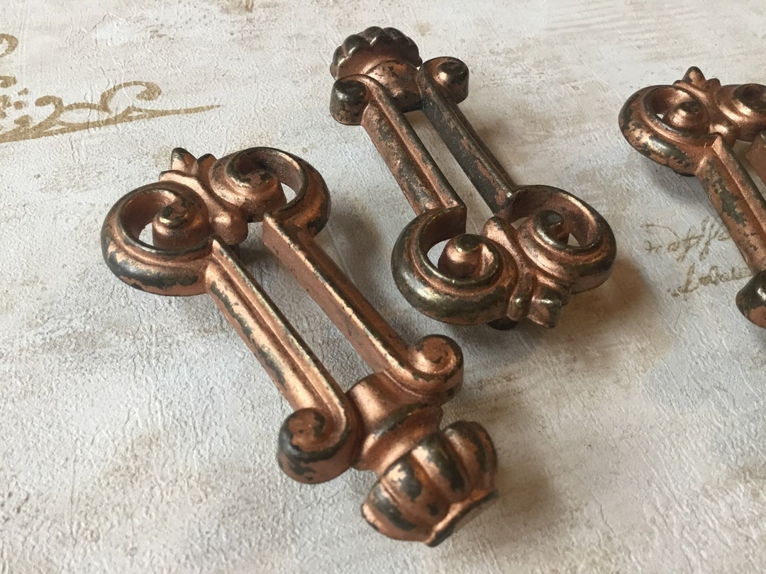 Vintage Cabinet Handles MCM Satin Copper Plated Drawer Pulls Set of 4 ...
