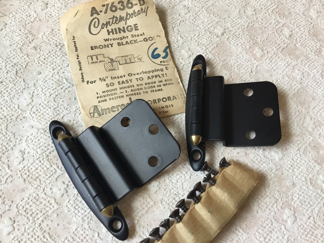 Vintage Offset Hinges 2 Pair 4 Ebony Black-gold Amerock - Etsy