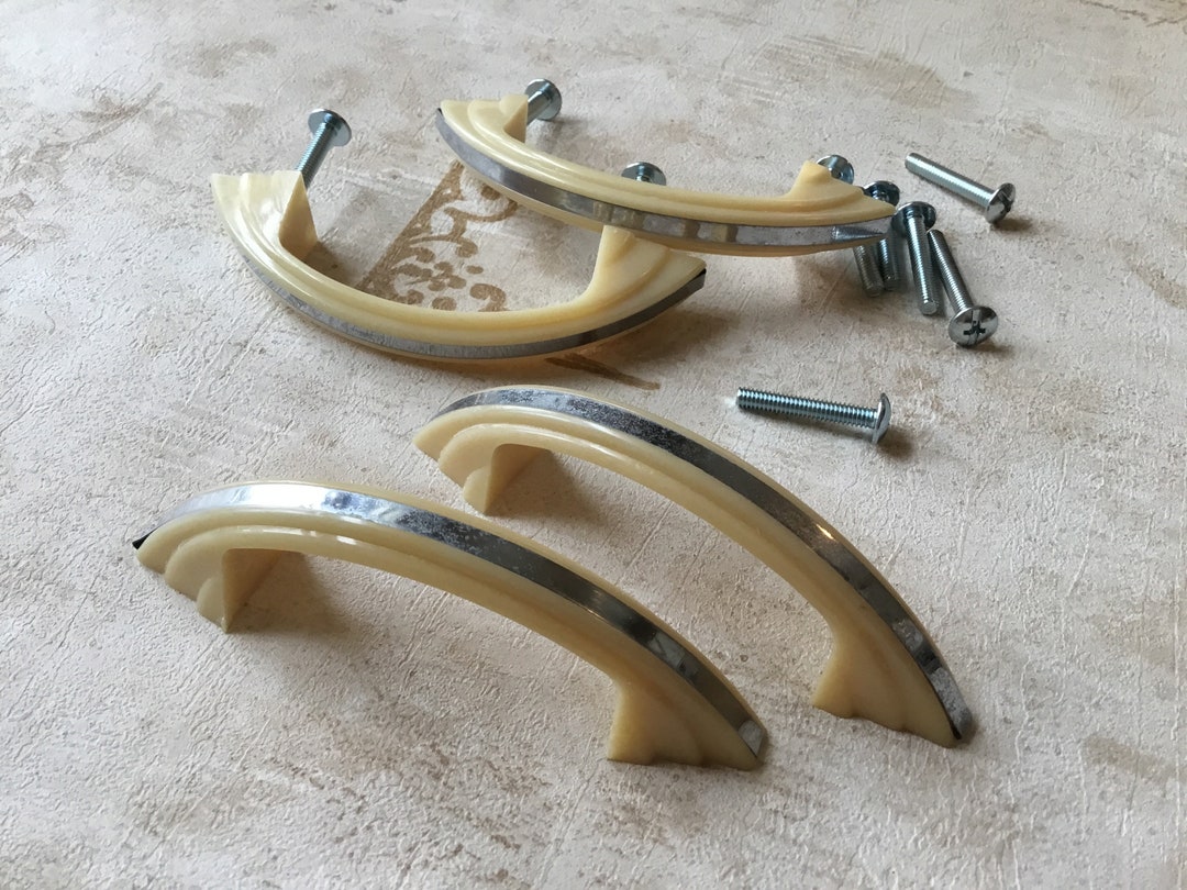 Art Deco Chrome Stripe Cabinet Pulls Set of 4 1940s Ribbed Early ...