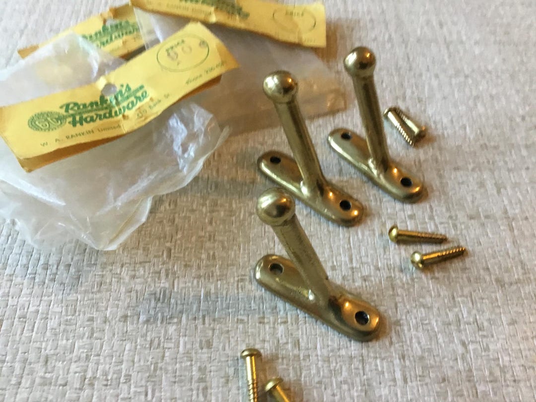 Vintage Brass Hooks Set of 3 Vintage Brass Hooks New Old Stock Vintage ...
