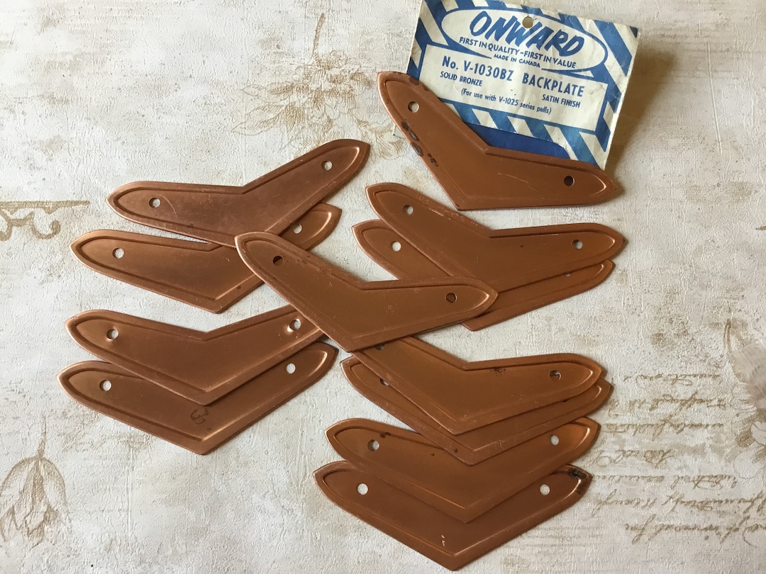 Retro Atomic Chevron Satin Copper Finish Backplates 3” Centre Mounting ...