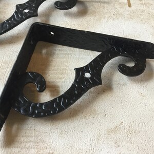 MCM Shelf Brackets Vintage Colonial Black Hammered Brackets Set of 3 ...