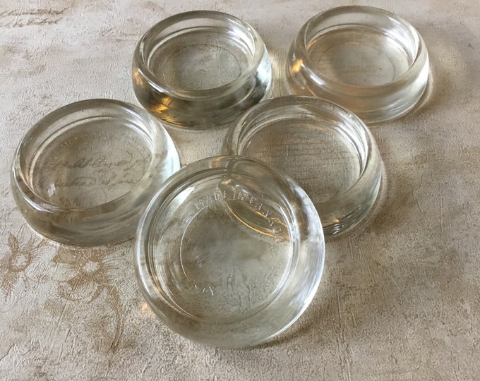 Vintage Glass Furniture Casters Set of 5 DIAMOND Glass Casters 3” Glass ...