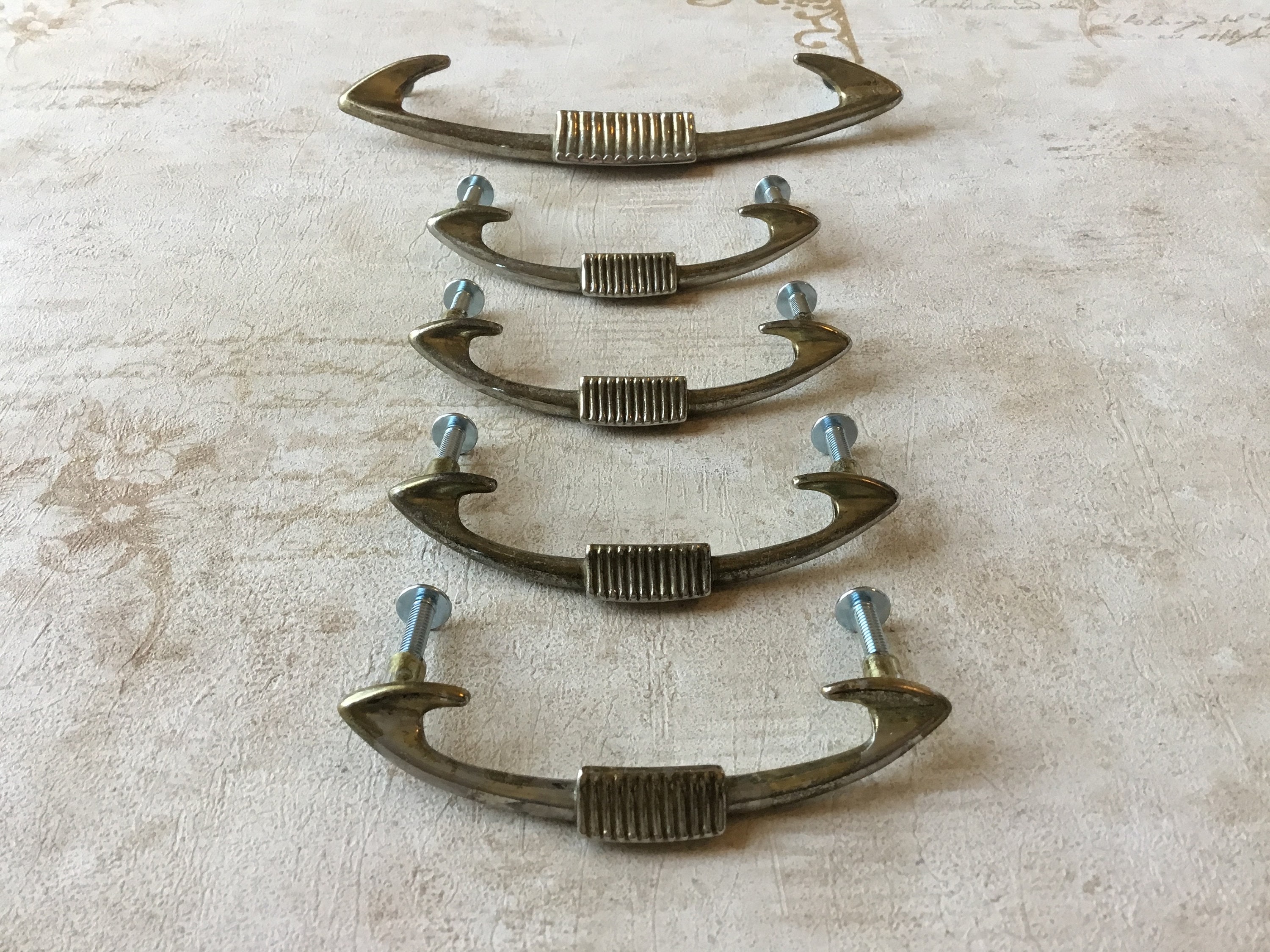 MCM Cabinet Handles Set of 5 Vintage Drawer Handles MCM Credenza Pulls ...