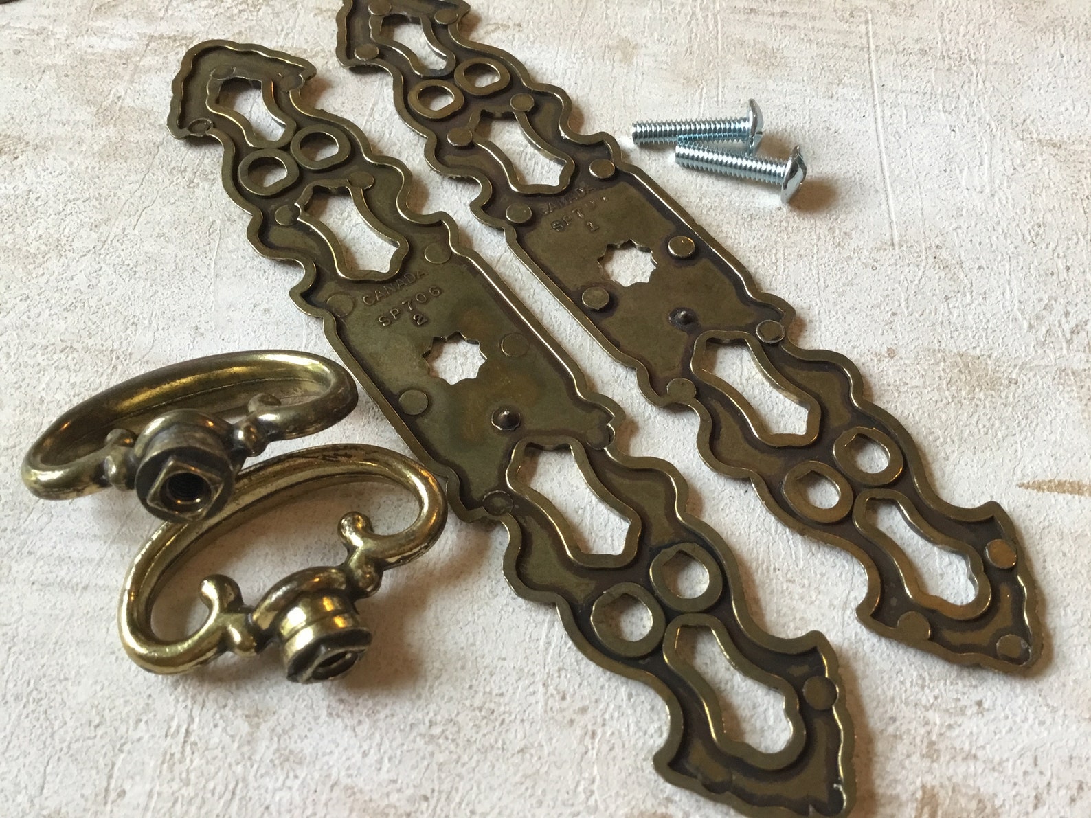 Vintage Faux Key Drawer Pulls Pair of Vintage Brass Plated Single Mount ...
