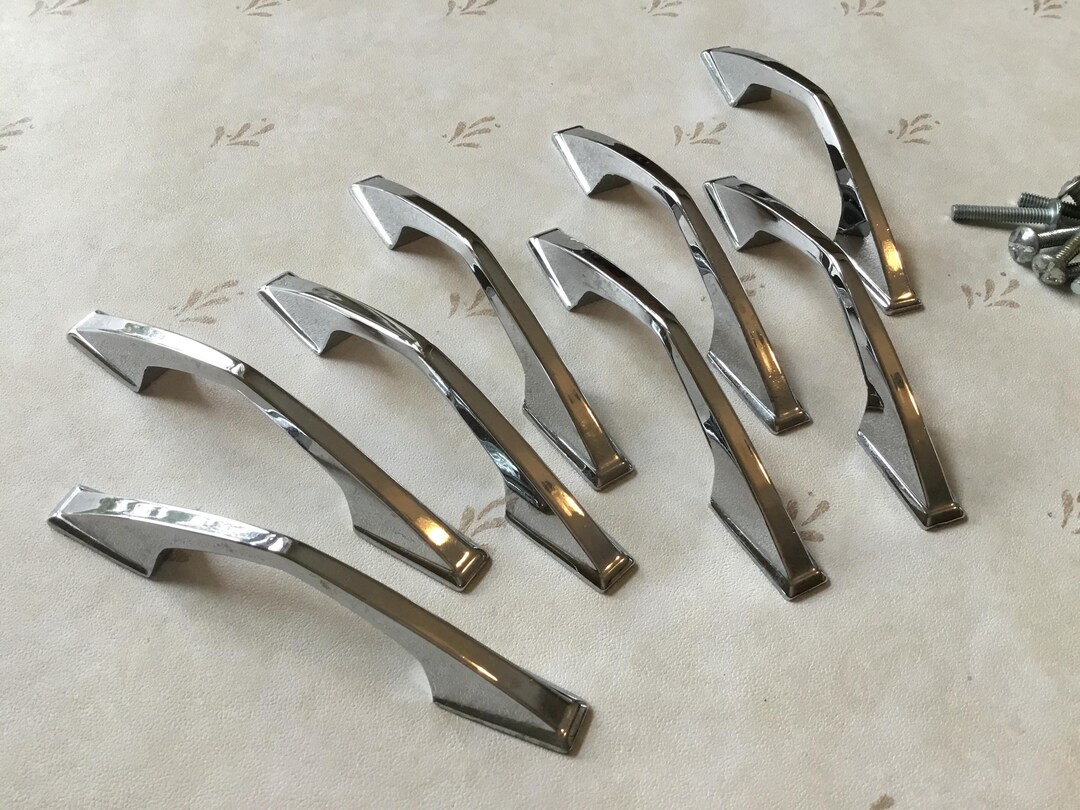 Vintage Chrome Drawer Pulls Set of 9 MCM Chrome Chevron Pulls MCM ...