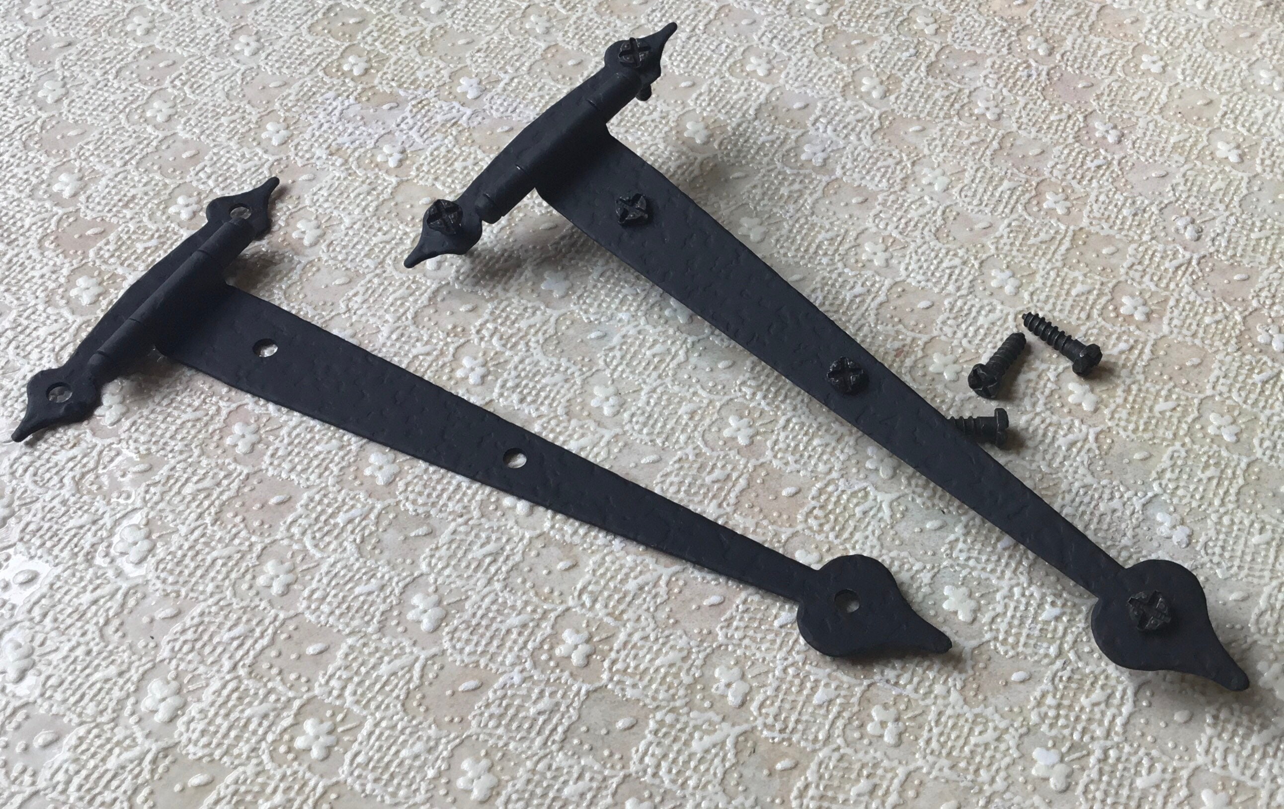 NOS Flush Mount 7\u201d Black Hammered Colonial Spade Strap Hinges with ...
