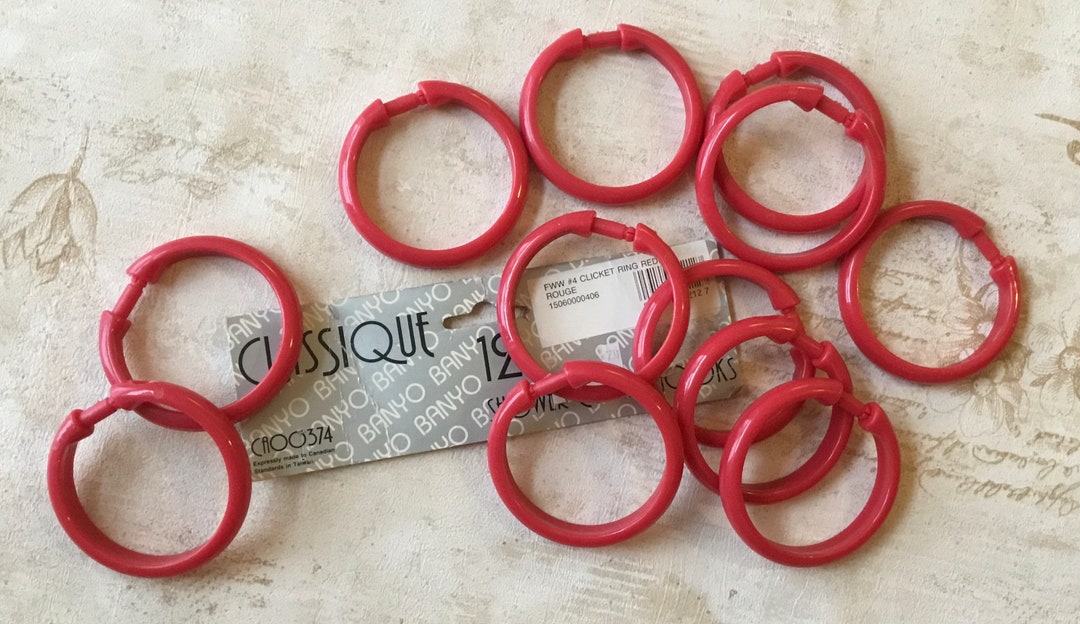 Vintage Shower Curtain Rings Set of 12 Retro Cranberry Red Shower ...