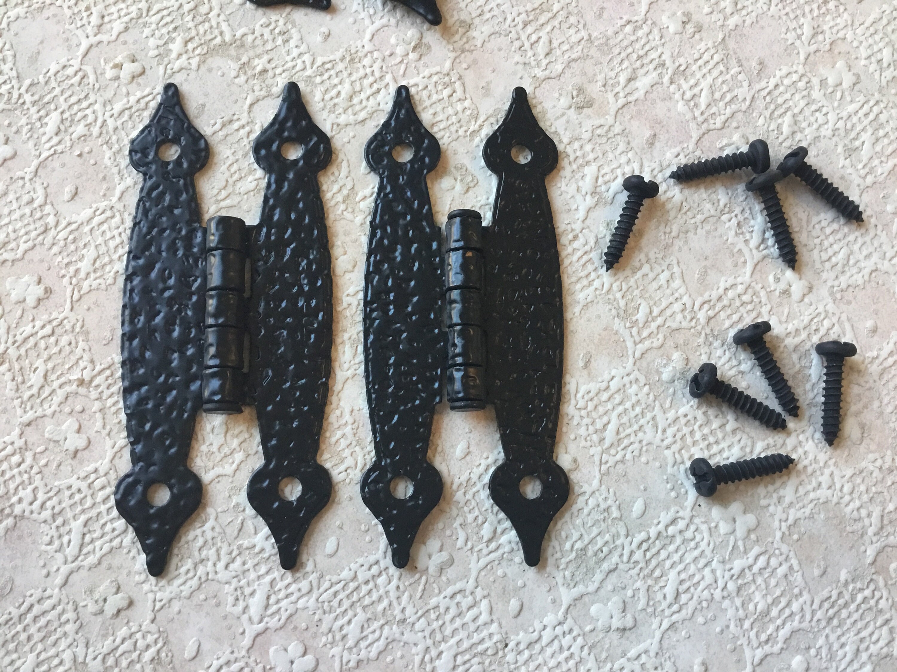 NOS Flush Mount 7\u201d Black Hammered Colonial Spade Strap Hinges with ...