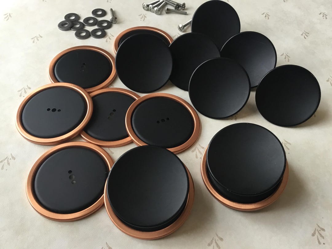 Concave Knobs Set of 8 Mid Century Black 2 1/2” Black Concave Knobs ...