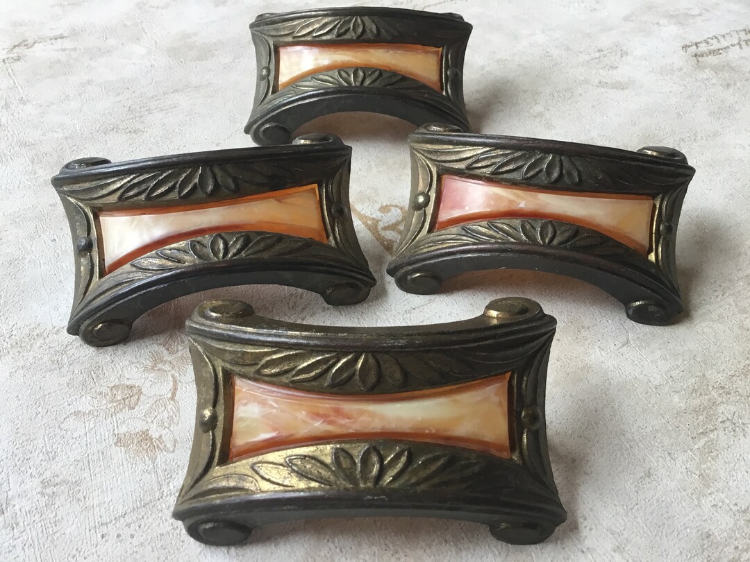 Art Deco Waterfall Pulls Set of 4 Art Deco Tortoise Shell Cabinet Pulls ...