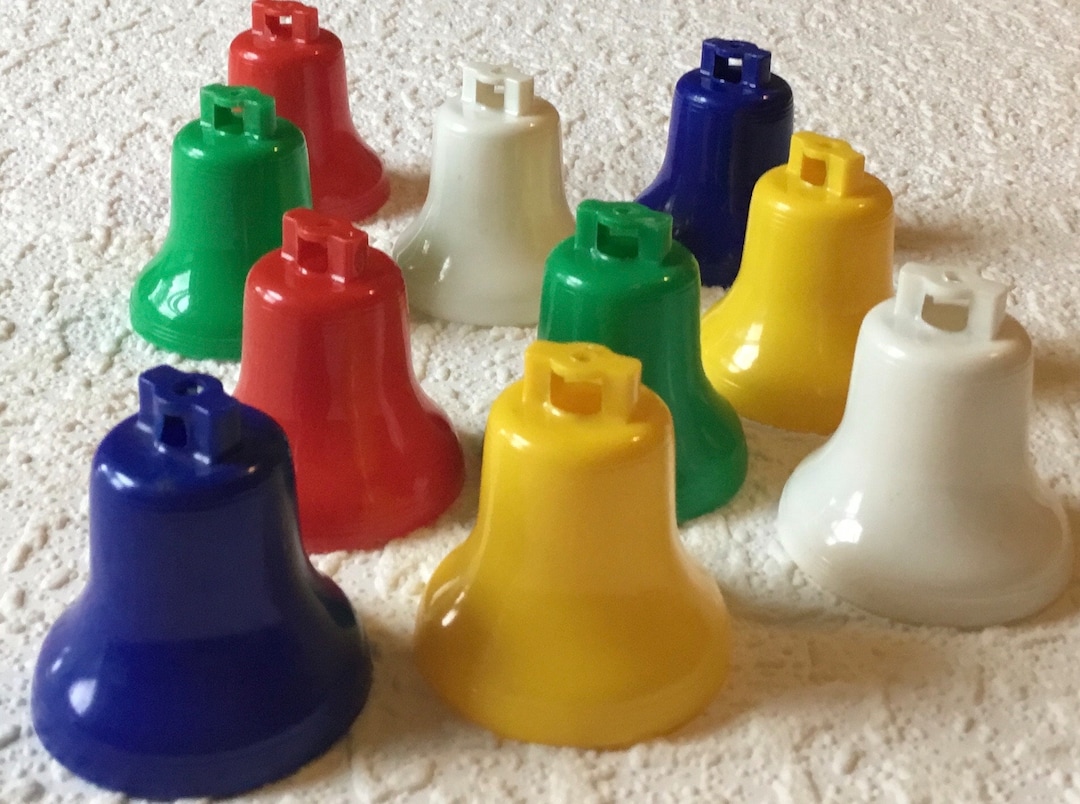 Vintage Christmas Bells, Set of 10 Colorful Plastic Christmas Tree ...