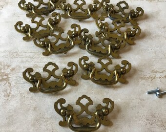 Vintage Chippendale Drawer Pulls, Set of 3 New Old Stock Batwing Drawer ...