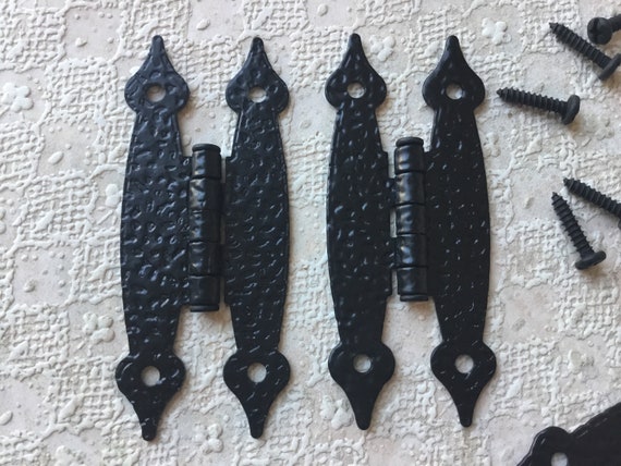 NOS Flush Mount 7\u201d Black Hammered Colonial Spade Strap Hinges with ...