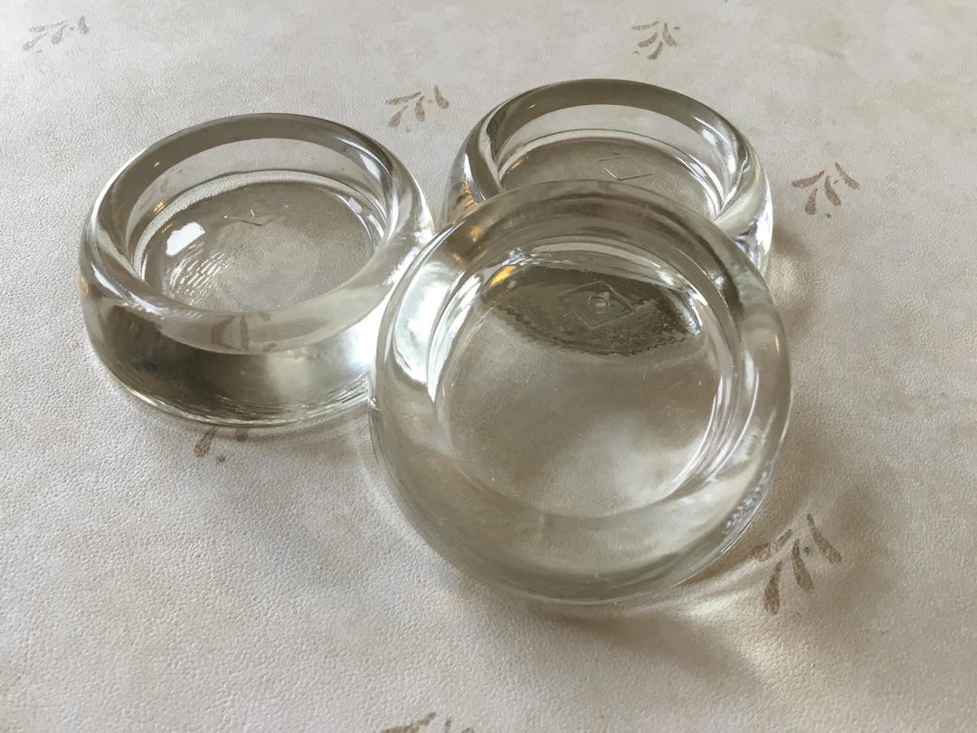 Vintage Glass Furniture Casters Set of 3 DIAMOND Glass Casters 2 3/8 ...