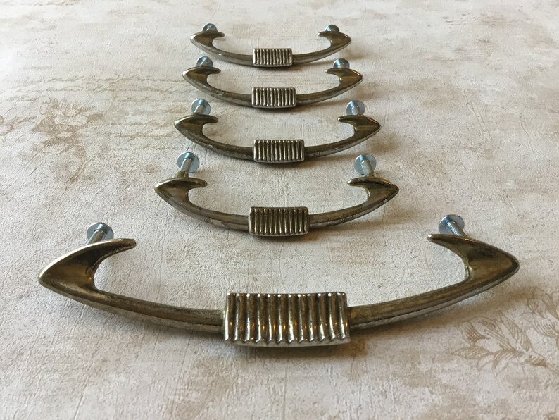MCM Cabinet Handles Set of 5 Vintage Drawer Handles MCM Credenza Pulls ...