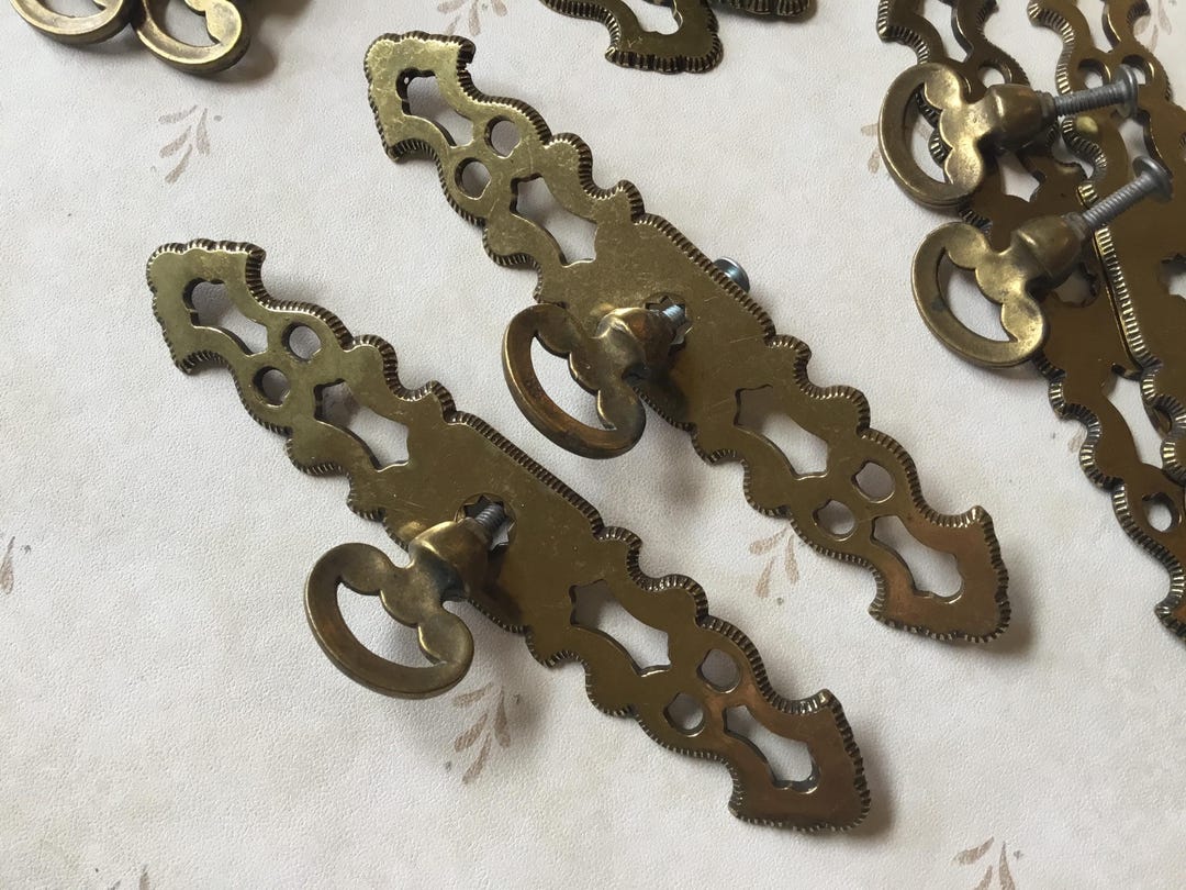 Vintage Faux Key Drawer Pulls Pair of Vintage Brass Plated Single Mount ...