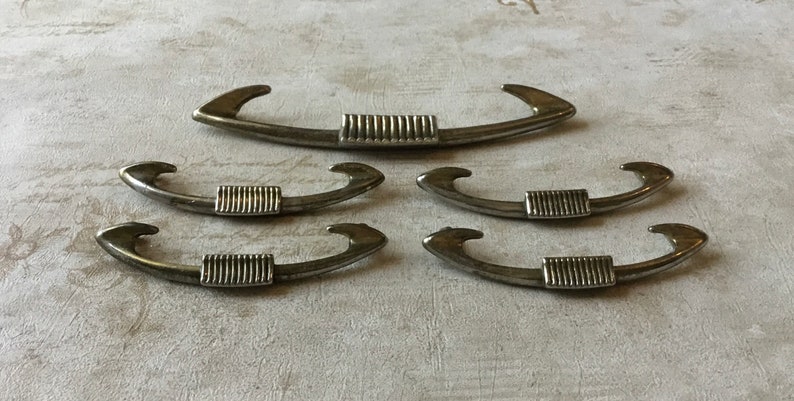 MCM Cabinet Handles Set of 5 Vintage Drawer Handles MCM Credenza Pulls ...