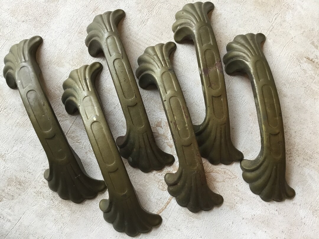 Waterfall Drawer Handles Set of 6 Salvaged Art Deco Drawer Pulls Art Deco Vinatge Waterfall ...