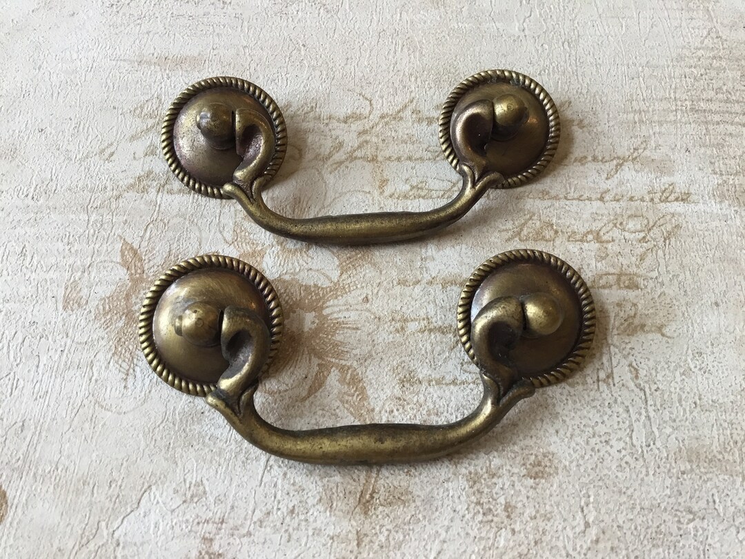 Vintage Bail Handles Pair of Vintage Brass Bail Drawer Handles Small ...