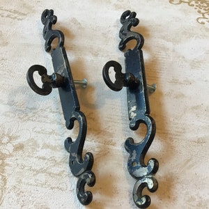 KBC Faux Key Drawer Pulls/matching Backplates Salvaged PAIR of Large ...