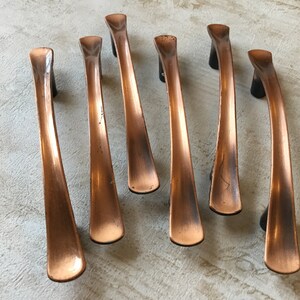MCM Drawer Handles, 1962 Satin Copper Plated Cabinet Pulls, Set of 6 ...