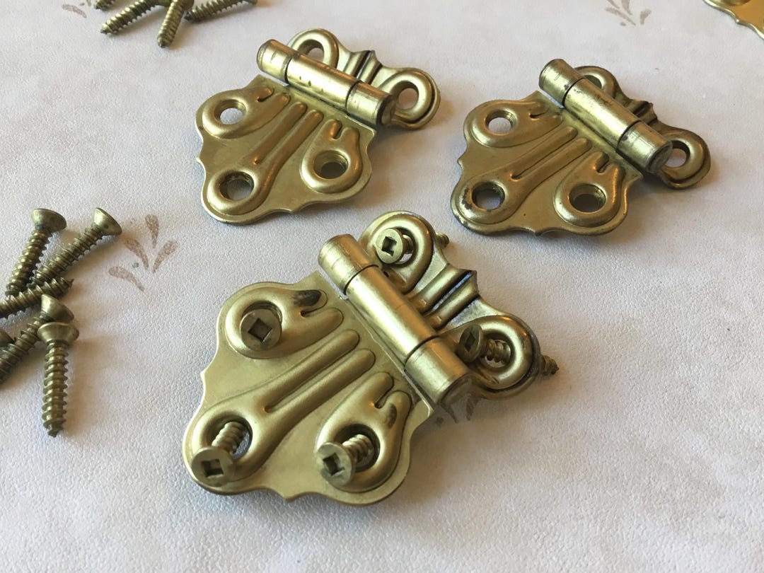 Vintage Offset Hinges Set of 3 Vintage Brass Plated Offset Hoosier ...
