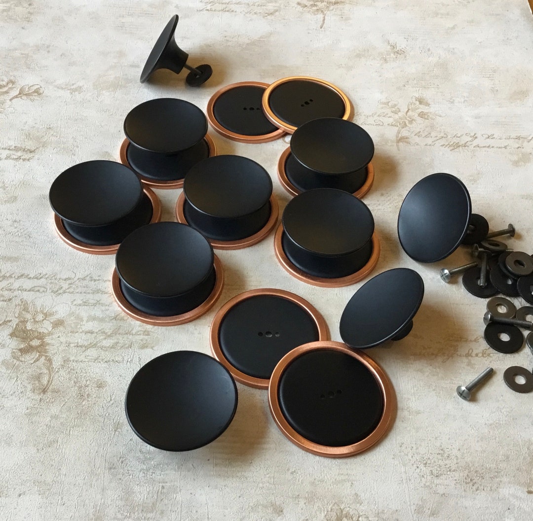 Concave Pulls Set of 10 Mid Century Black 2 1/2 Black Concave Knobs ...