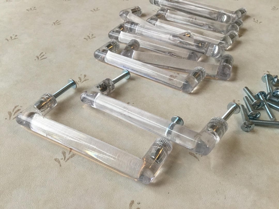 Clear Acrylic Cabinet Handles, Set of 12 Salvaged Plastic Ikea Satta ...
