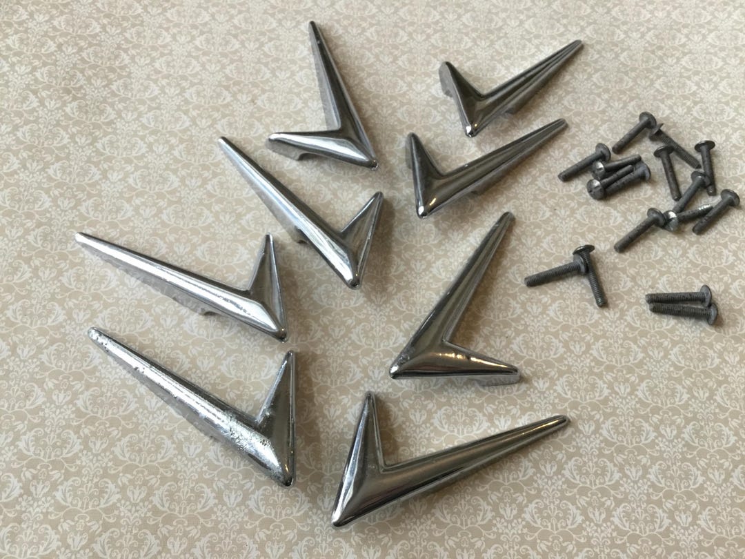 Vintage Chevron Pulls Set of 8 Large 4” Chrome V Shaped Boomerang ...
