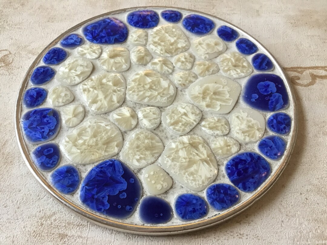 MCM Mosaic Tiled Trivet Vintage Mid Century Modern Colorful Round Tiled ...