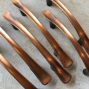 MCM Drawer Handles, 1962 Satin Copper Plated Cabinet Pulls, Set of 6 ...