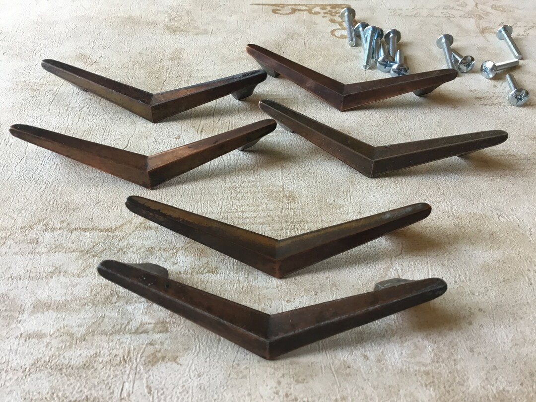 Chevron Pulls MCM 4” Boomerang Cupboard Handles Set of 6 Chevron Drawer ...