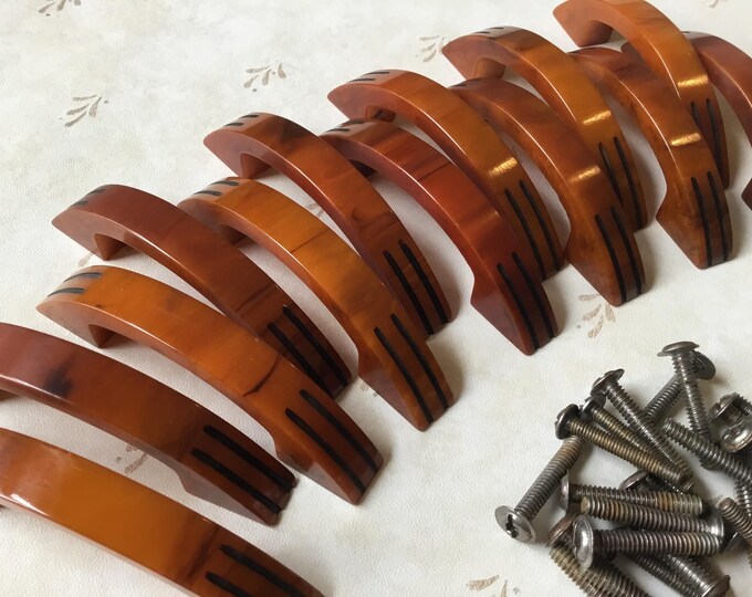 Art Deco Bakelite Cabinet Handles Set of 12 + 1 Art Deco Bakelite ...