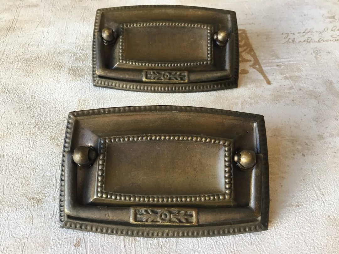 KBC Square Hepplewhite Pulls, Pair of Antique Pressed Back Square 3 3/8 ...