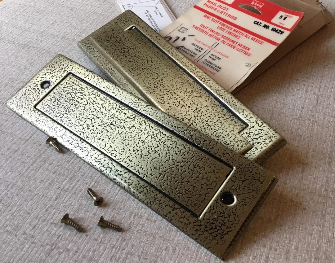 Vintage Hammered Brass Mail Slot Set Vintage Hammered Brass Door Mail ...