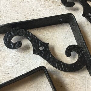MCM Shelf Brackets Vintage Colonial Black Hammered Brackets Set of 3 ...