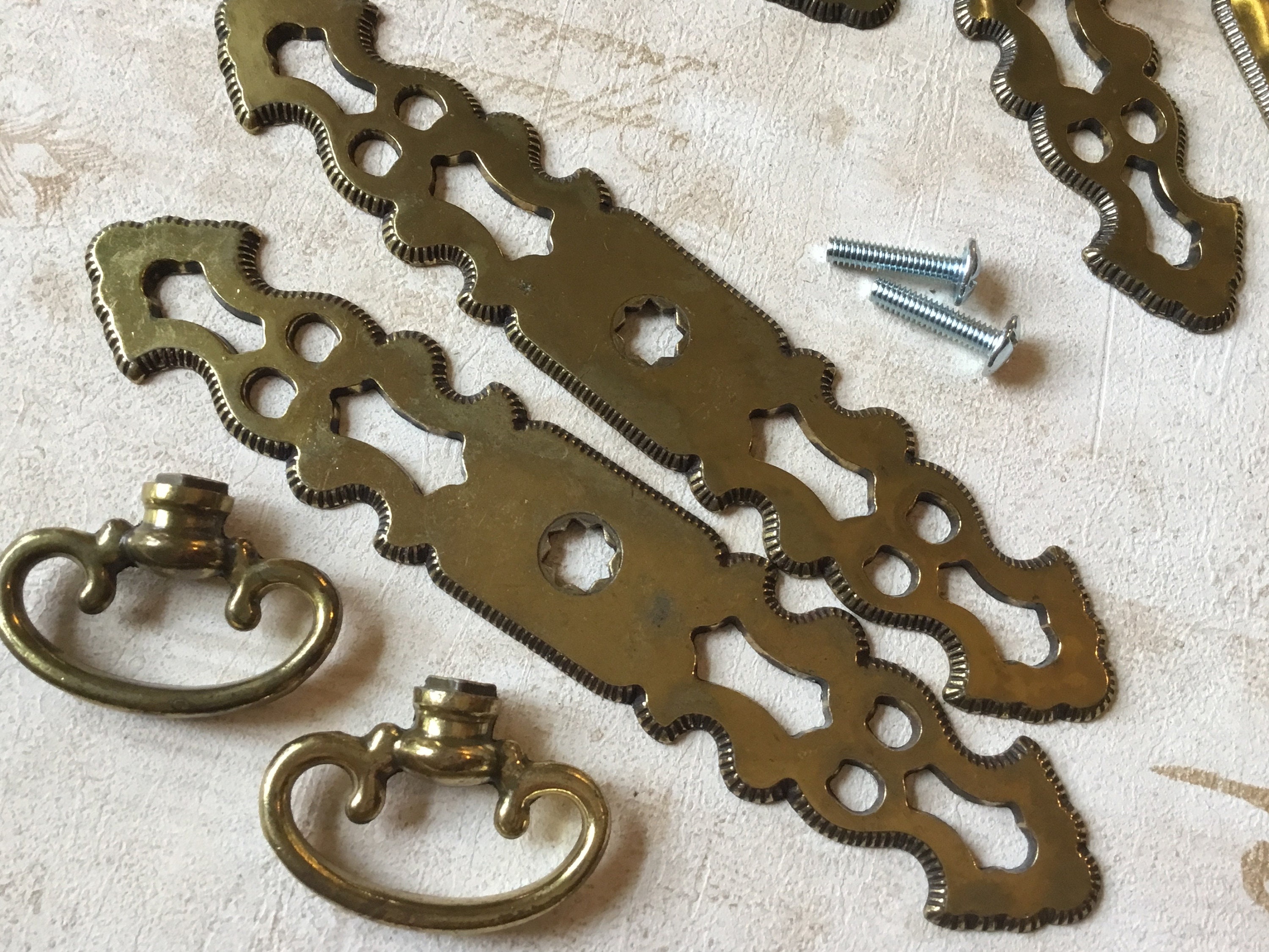 Vintage Faux Key Drawer Pulls Pair of Vintage Brass Plated Single Mount ...