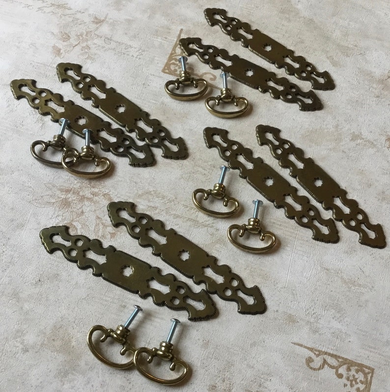 Vintage Faux Key Drawer Pulls Pair of Vintage Brass Plated Single Mount ...