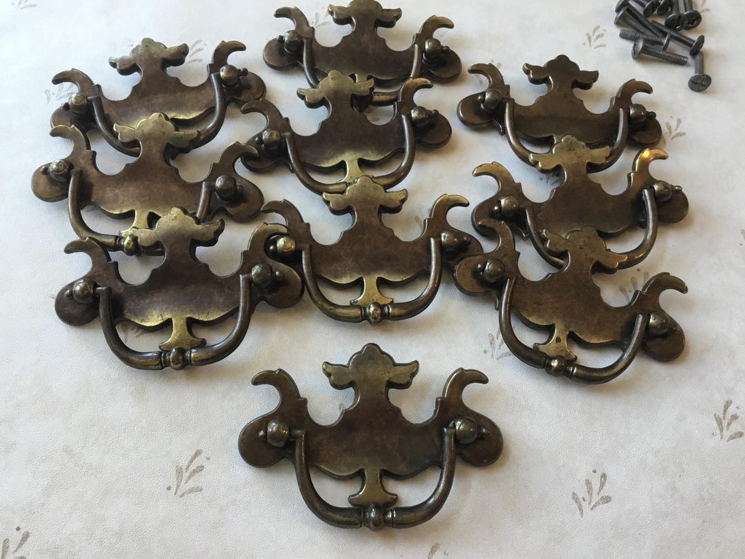KBC Chippendale Pulls Set of 10 Vintage Brass Batwing Dresser Drawer ...