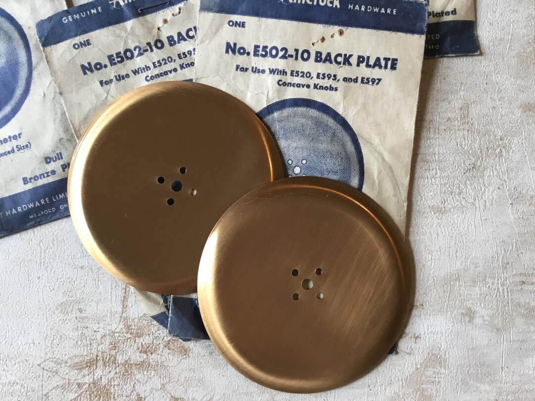 Vintage Hardware Backplates Pair of Dull Bronze Plated 3 3/8” Round ...