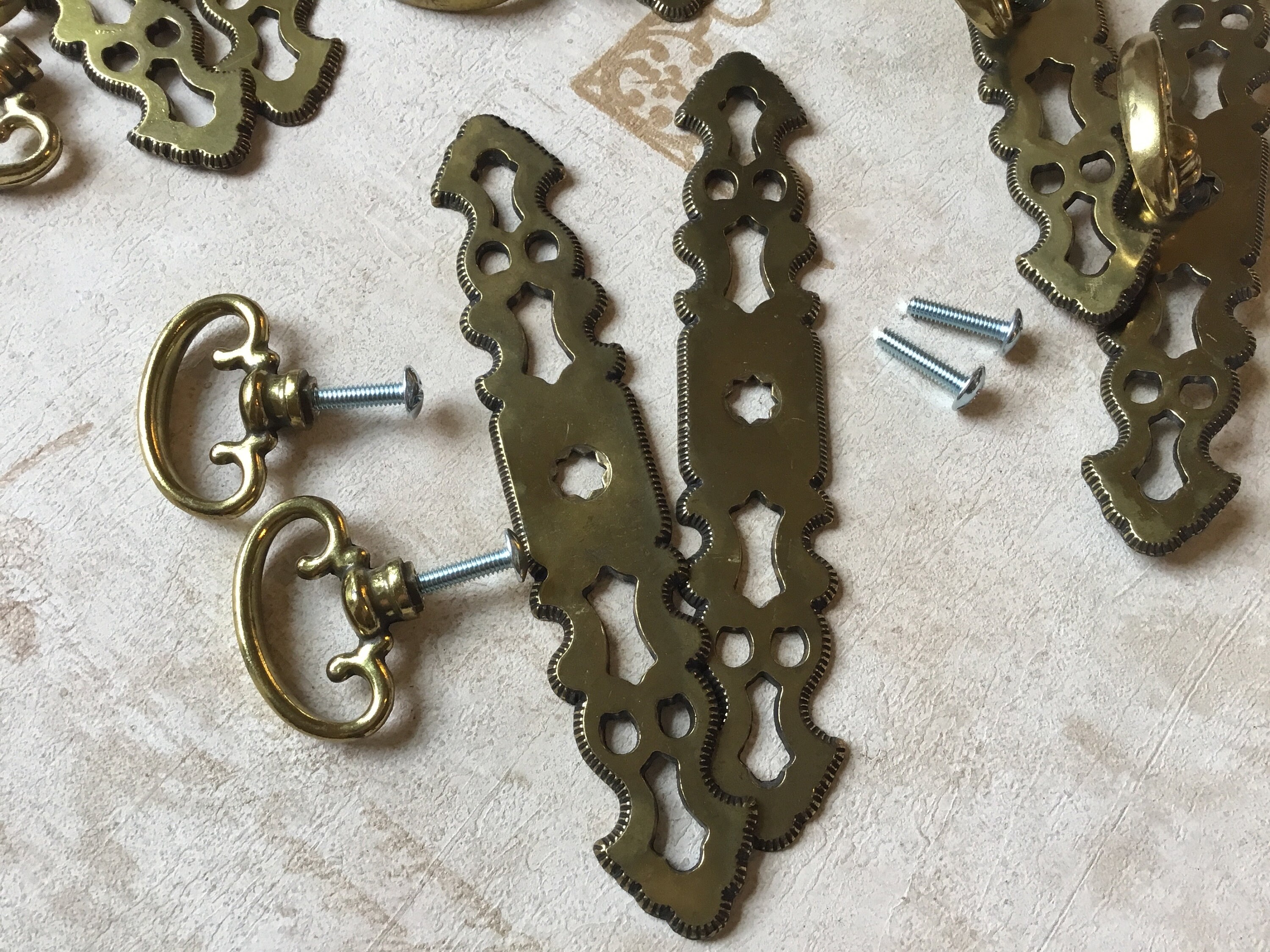Vintage Faux Key Drawer Pulls Pair of Vintage Brass Plated Single Mount ...