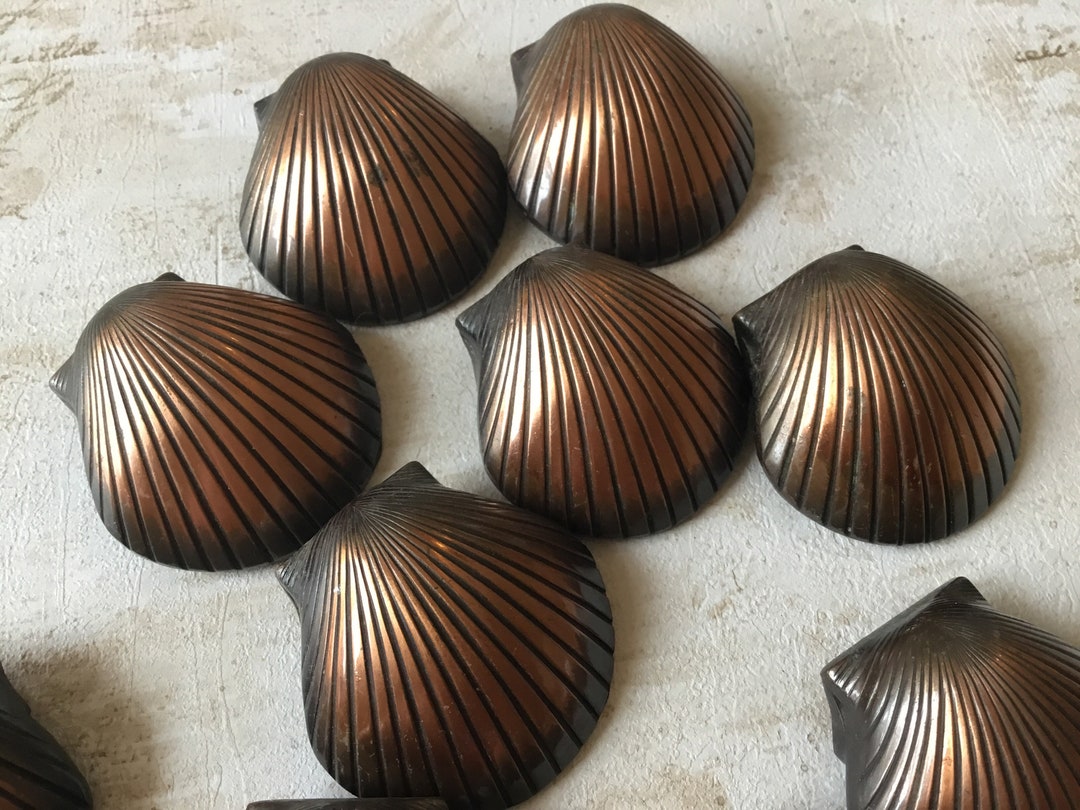 Vintage Shell Drawer Pulls, Set of 12 Copper Plated Vintage Single ...