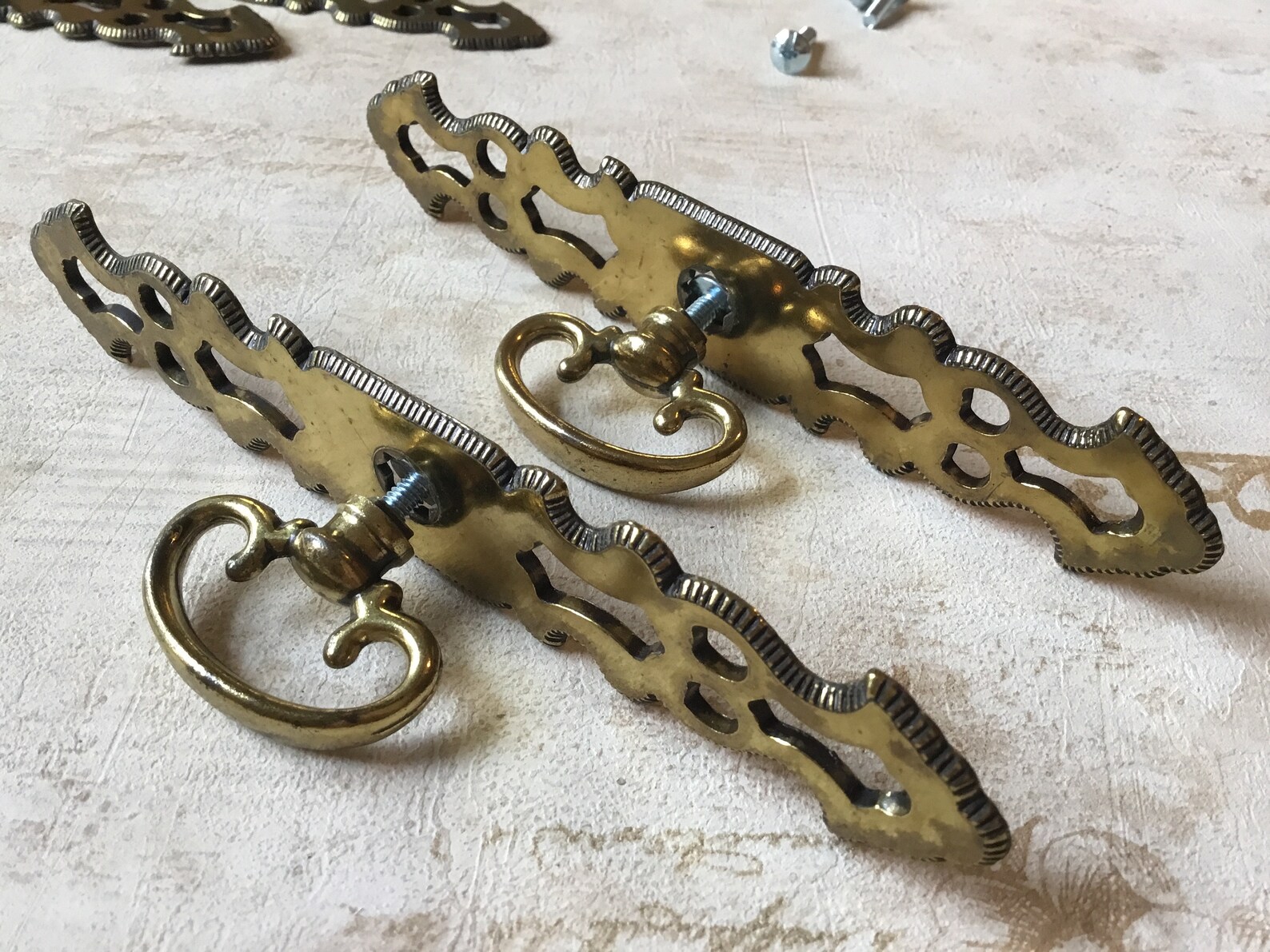 Vintage Faux Key Drawer Pulls Pair of Vintage Brass Plated Single Mount ...