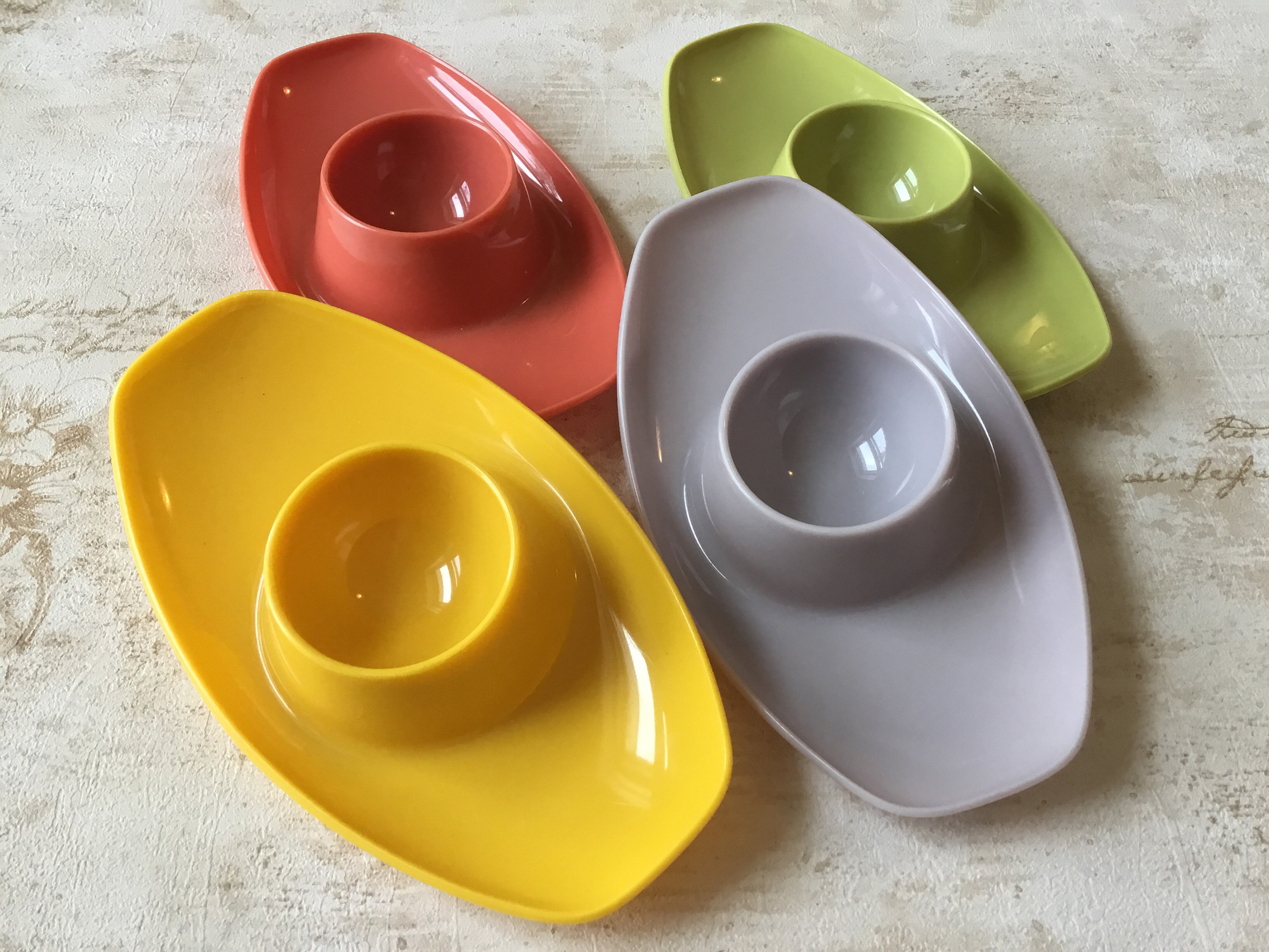 Vintage Mid Century Egg Cups, Set of 4 Retro Egg Cups, Colorful Plastic ...