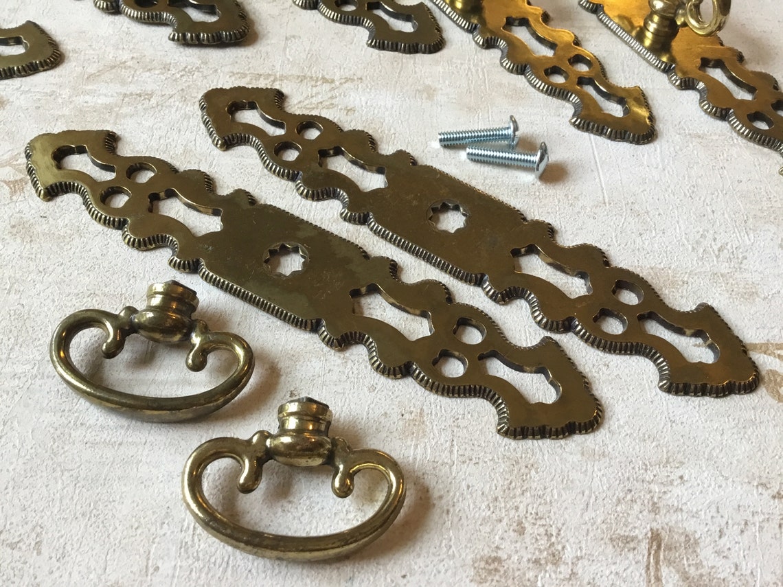 Vintage Faux Key Drawer Pulls Pair of Vintage Brass Plated Single Mount ...