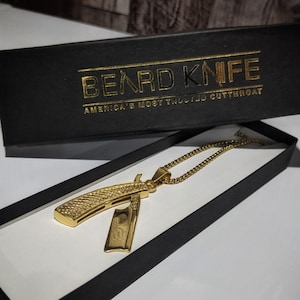 Golden Straight Razor Necklace Barber Wet Shaver Chain Stainless ...