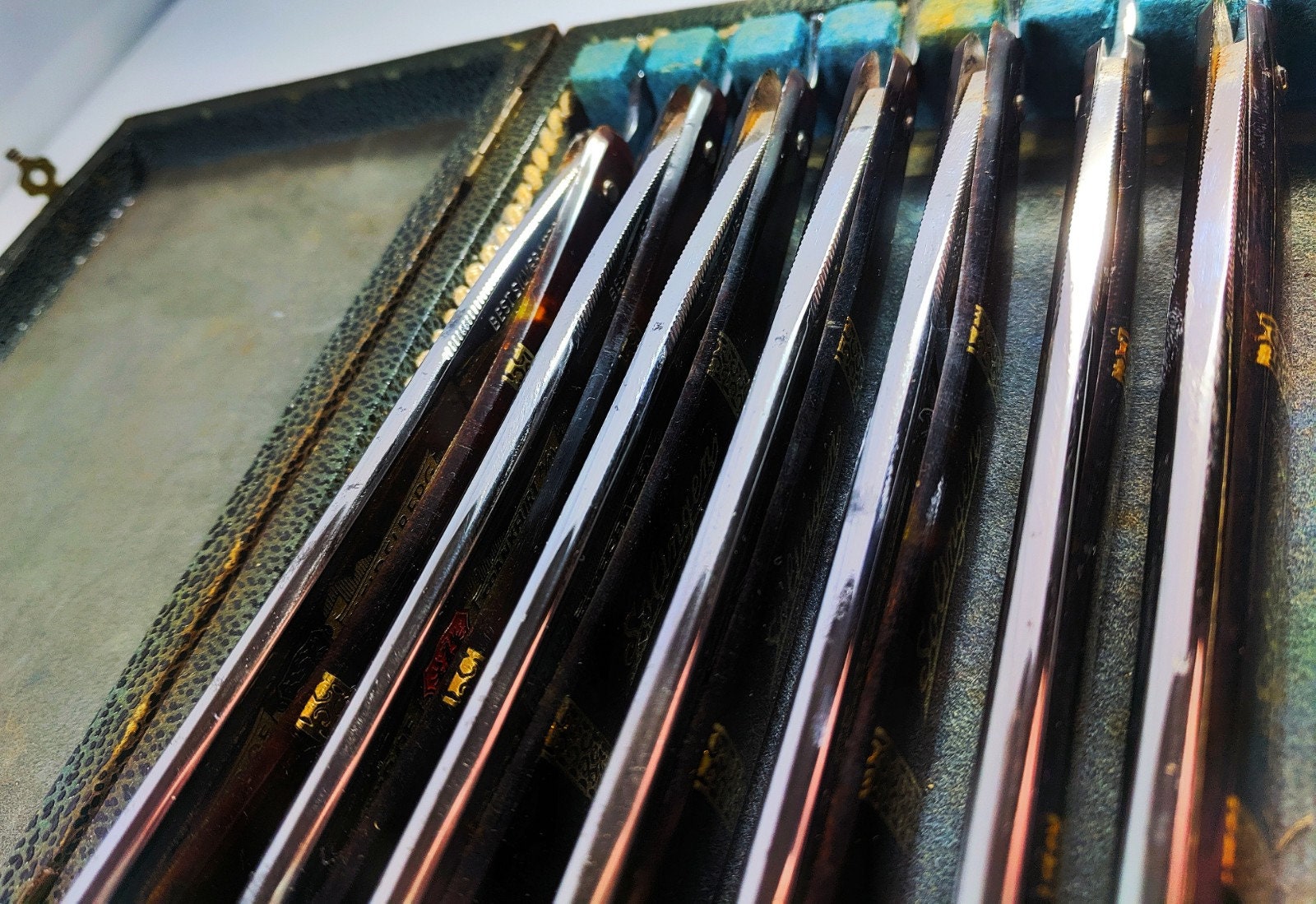 7 day Solingen Straight Razor Set Souvenir 5/8 Excellent condition ...