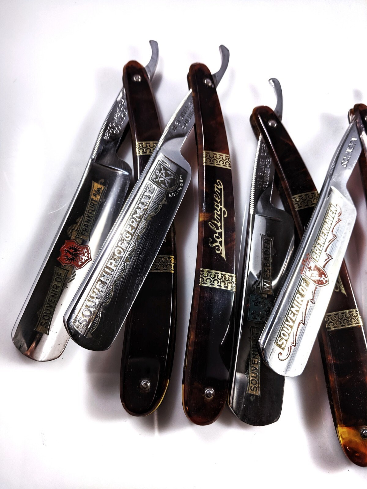 7 day Solingen Straight Razor Set Souvenir 5/8 Excellent condition ...