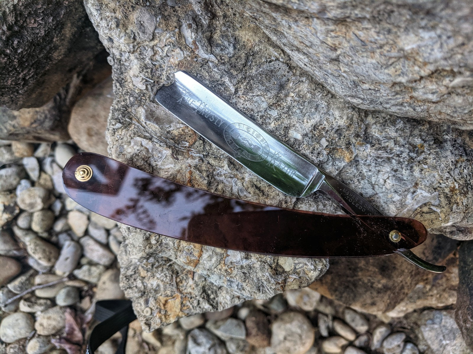 Maher & Grosh Trusty razor Masonic Handshake Toledo Ohio Barber Notch ...